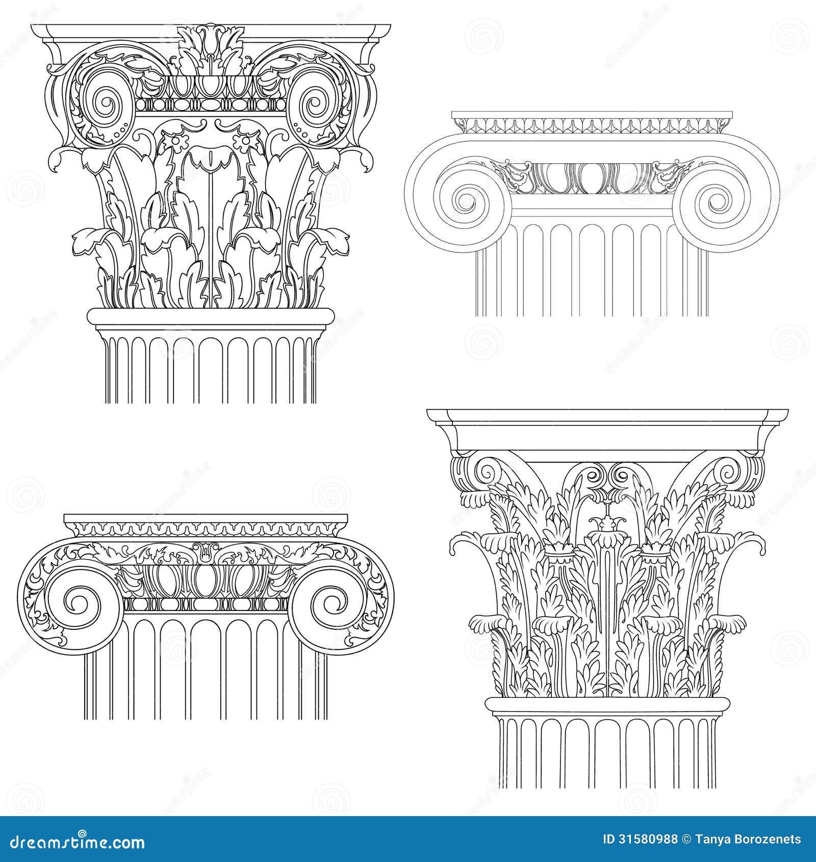Set of classic columns stock vector. Illustration of marble - 31580988