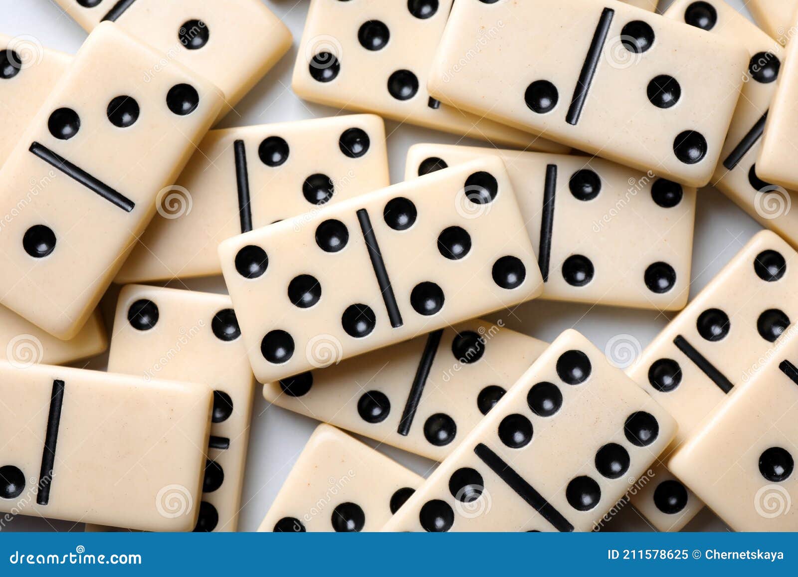 Set of Classic Domino Tiles on White Background, Top View Stock Image ...