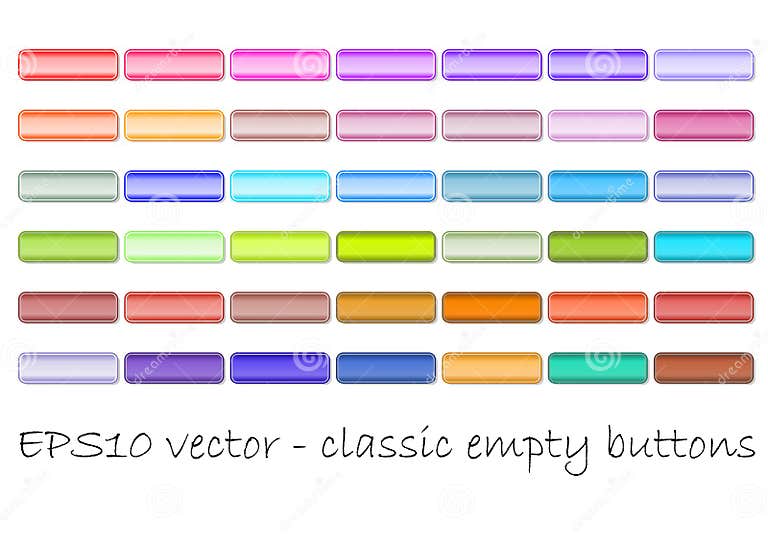 Set of Classic Empty Web Buttons in Different Color Shades. Stock ...