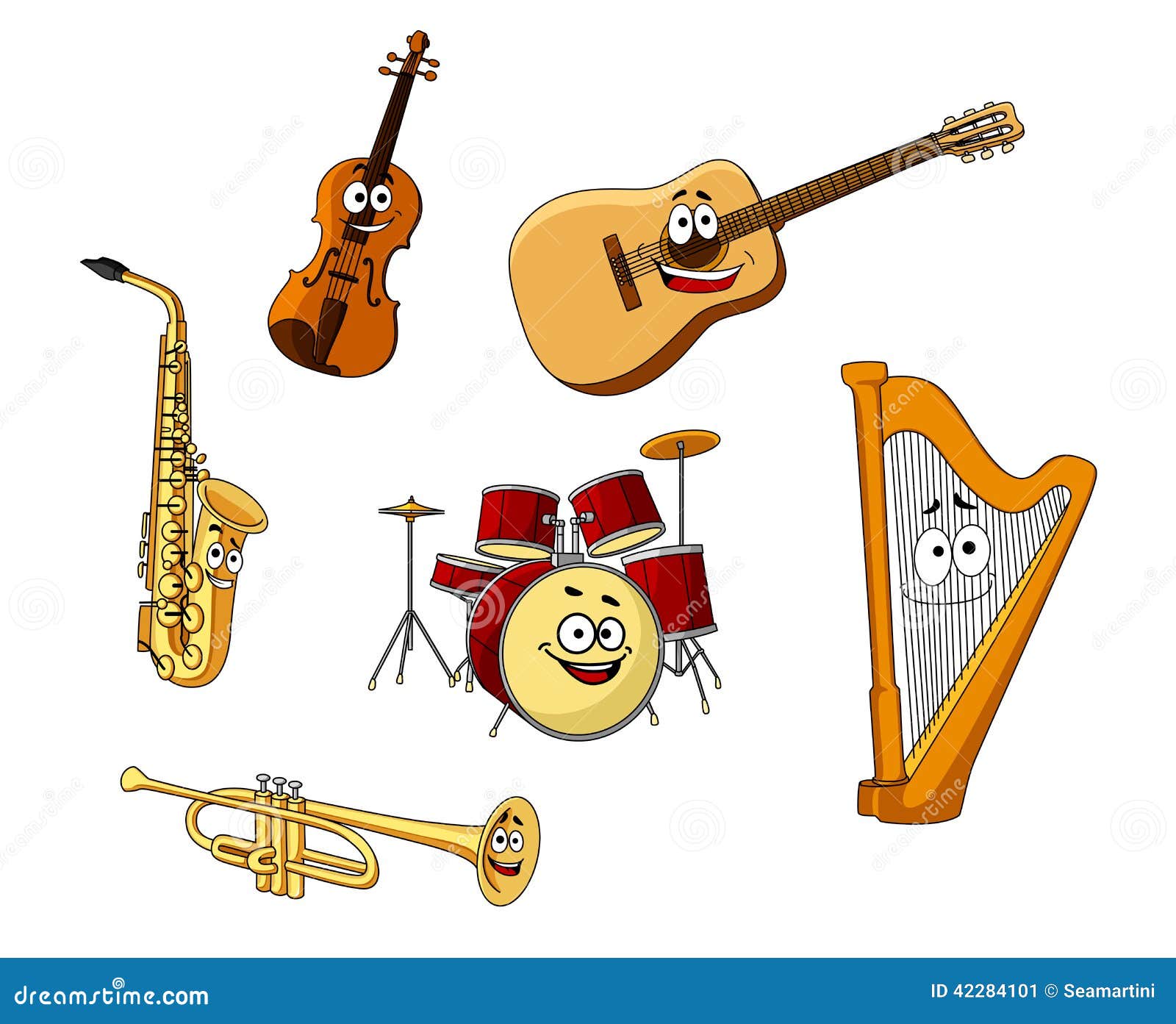 Set Of Classic Musical Instruments Stock Vector Illustration Of