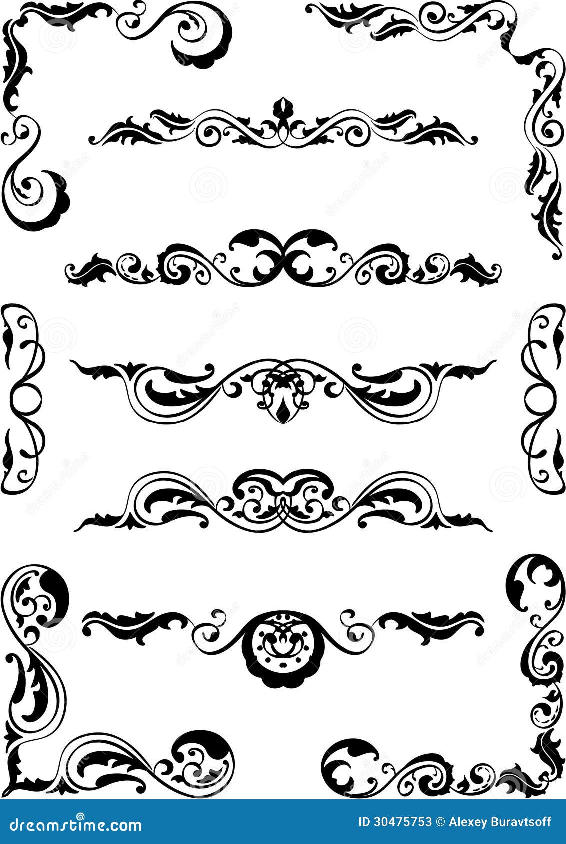 Set of classic scrolls stock vector. Illustration of cartouche - 30475753