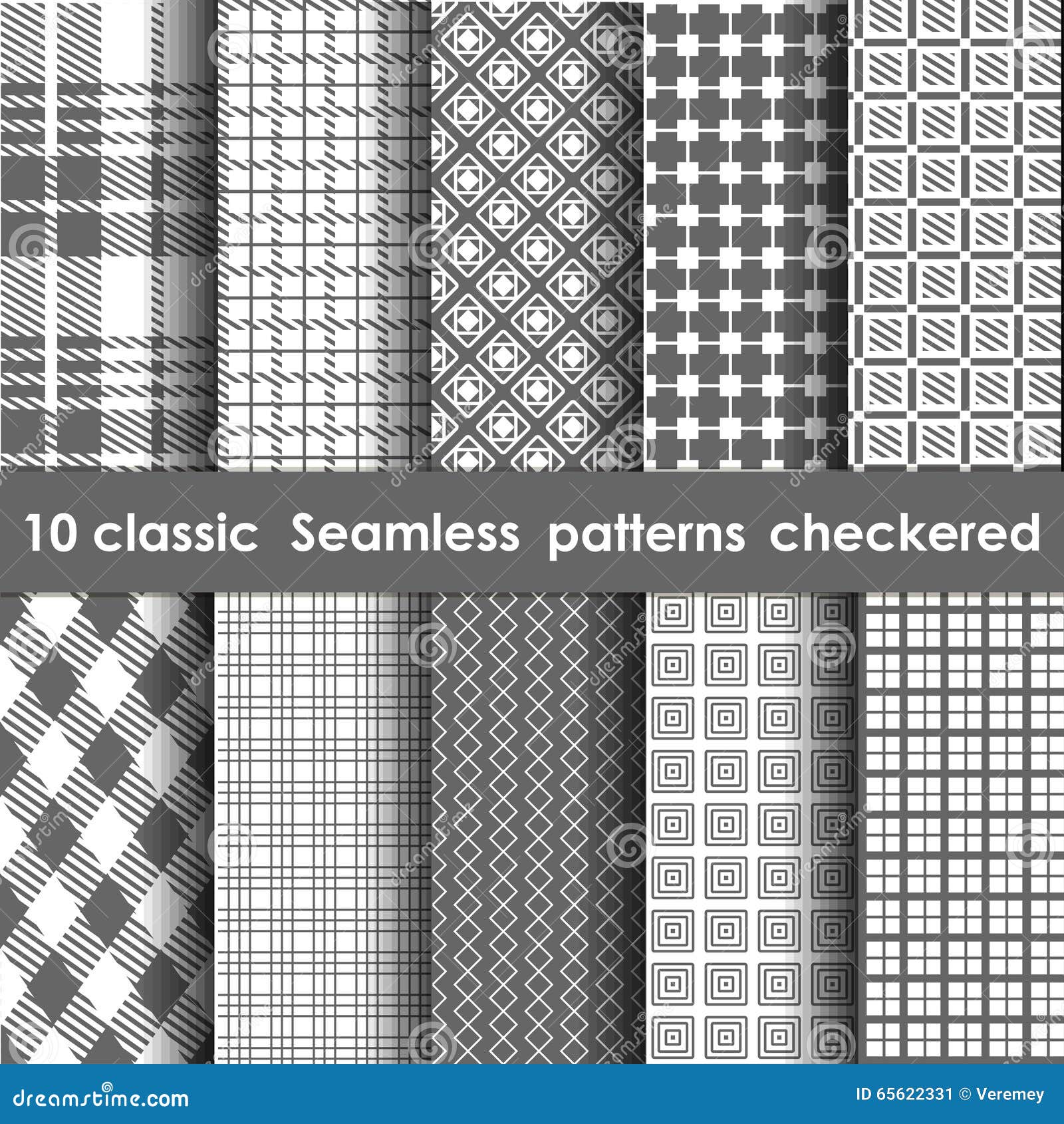 Set of 10 Classic Seamless Checkered Patterns Stock Vector ...
