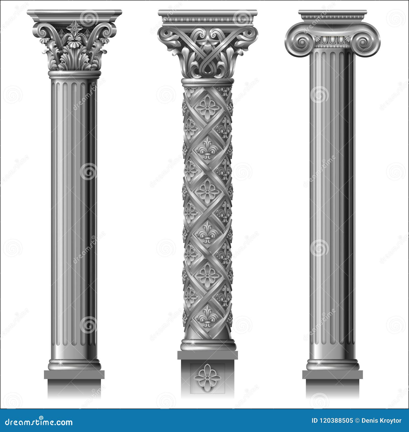 Set Of Classic Silver Columns Royalty-Free Stock Photography ...