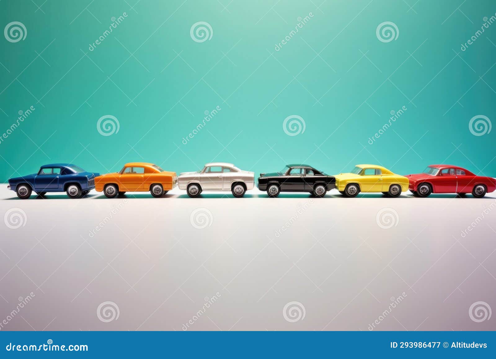 A Set of Classic Toy Car Models in a Row Stock Image - Image of ...