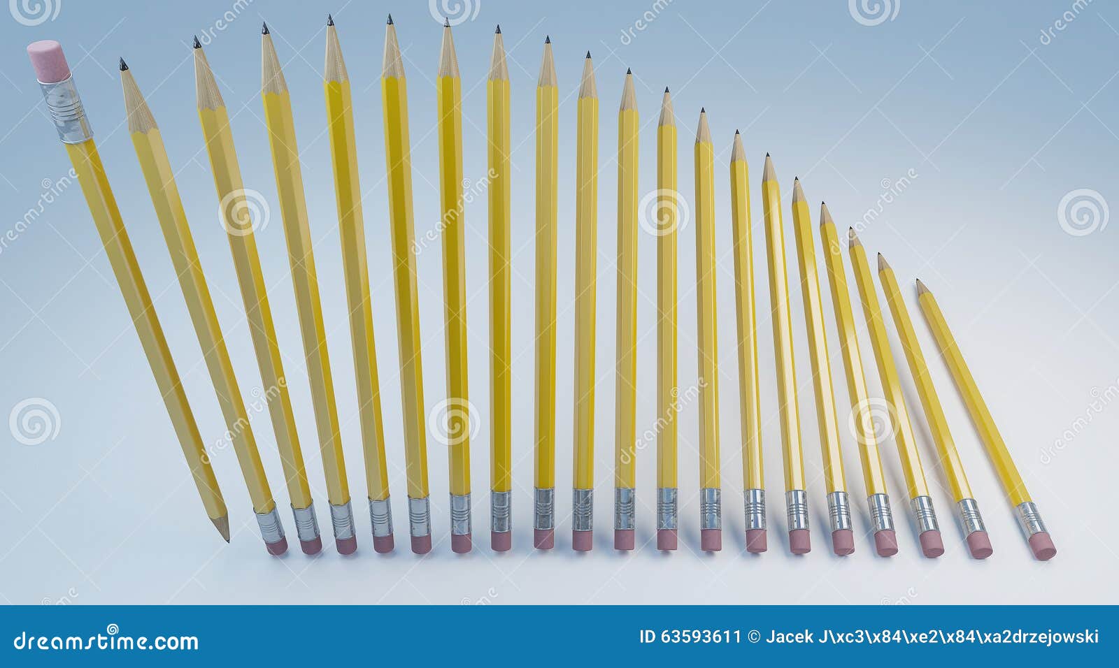 Set of Classic Yellow Pencils with Rubber Stock Image - Image of wood ...
