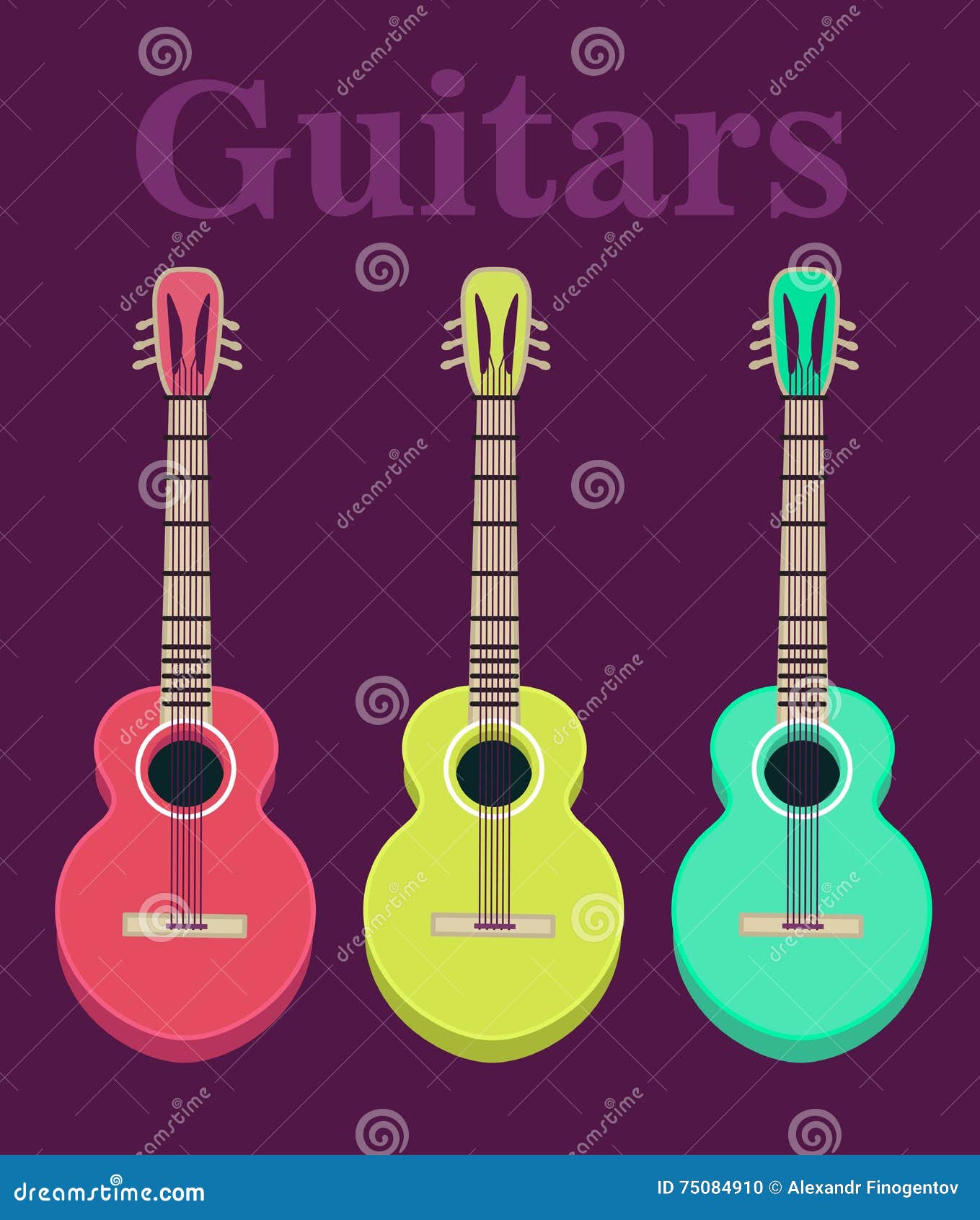 Set of a Classical Acoustic Guitars. Silhouette Classic Guitars ...