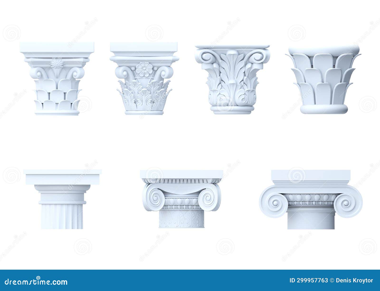 Set of Classical Architectural Capitals of Columns Stock Illustration ...