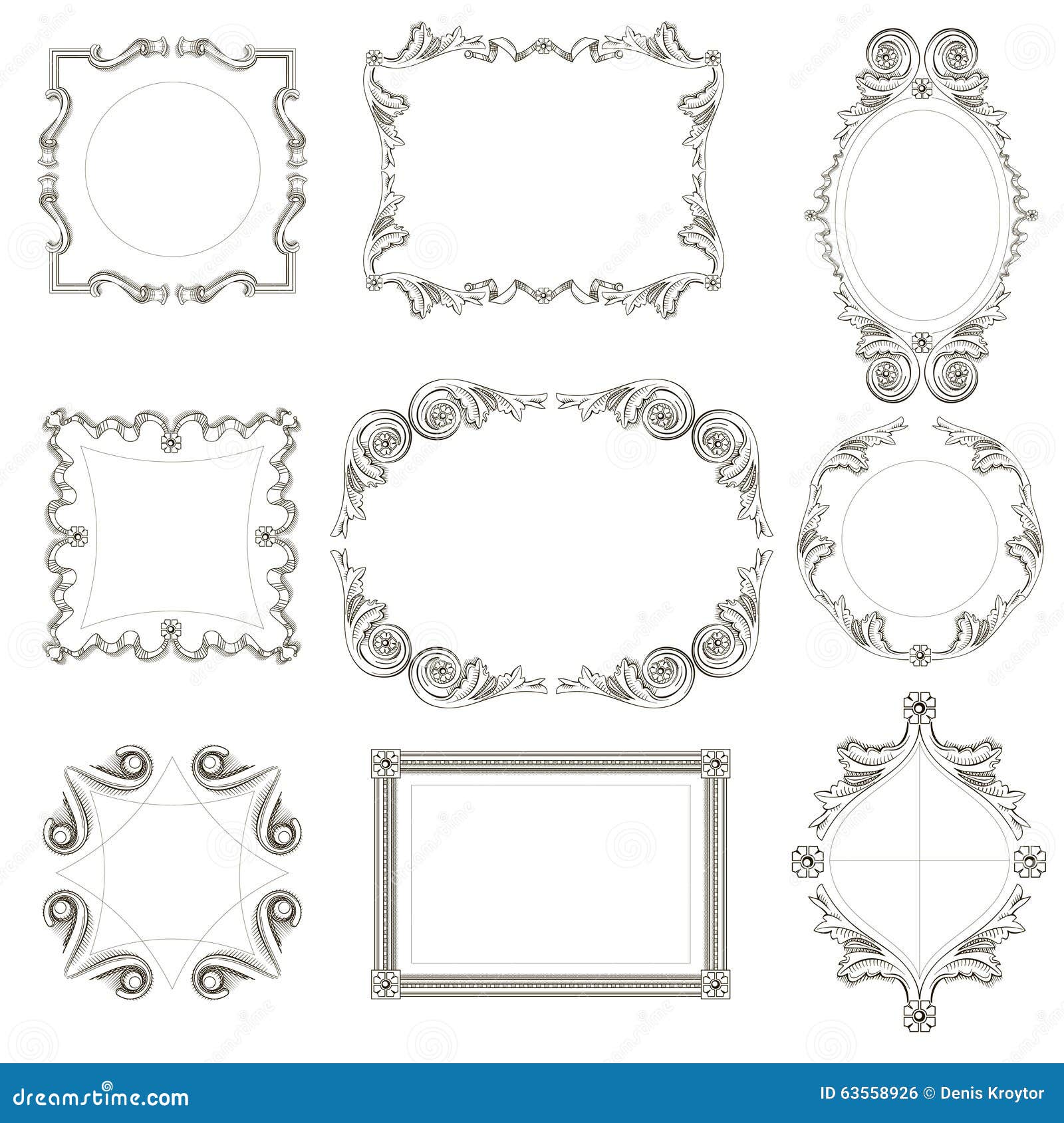 Set of classical frames. stock vector. Illustration of elements - 63558926