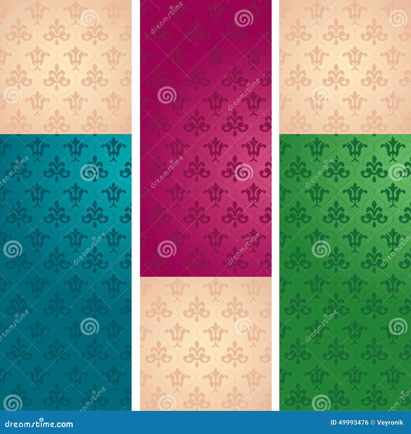 Set of Classical Wallpaper Pattern Horizontal Banners Stock Vector ...