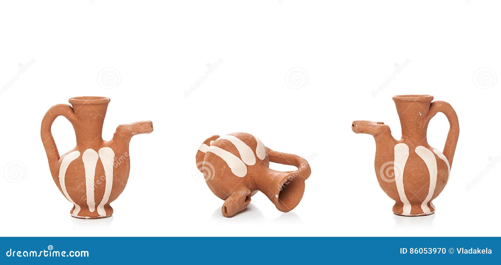 A Set Clay Flagon with Handle Isolated on White Background,clay Stock ...