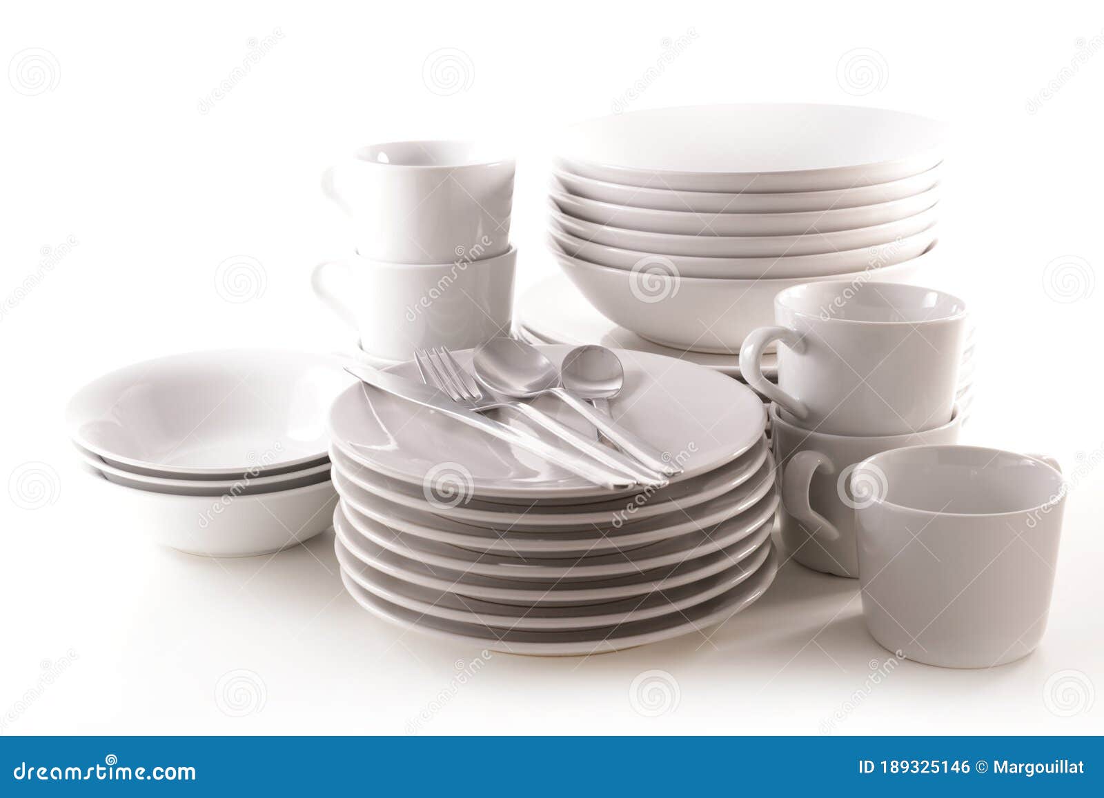Clean Dishes on White Background Stock Photo - Image of dish, plate ...