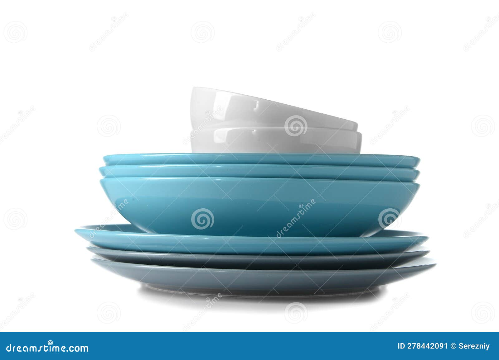 Set of Clean Dishes on White Background Stock Image - Image of kitchen ...