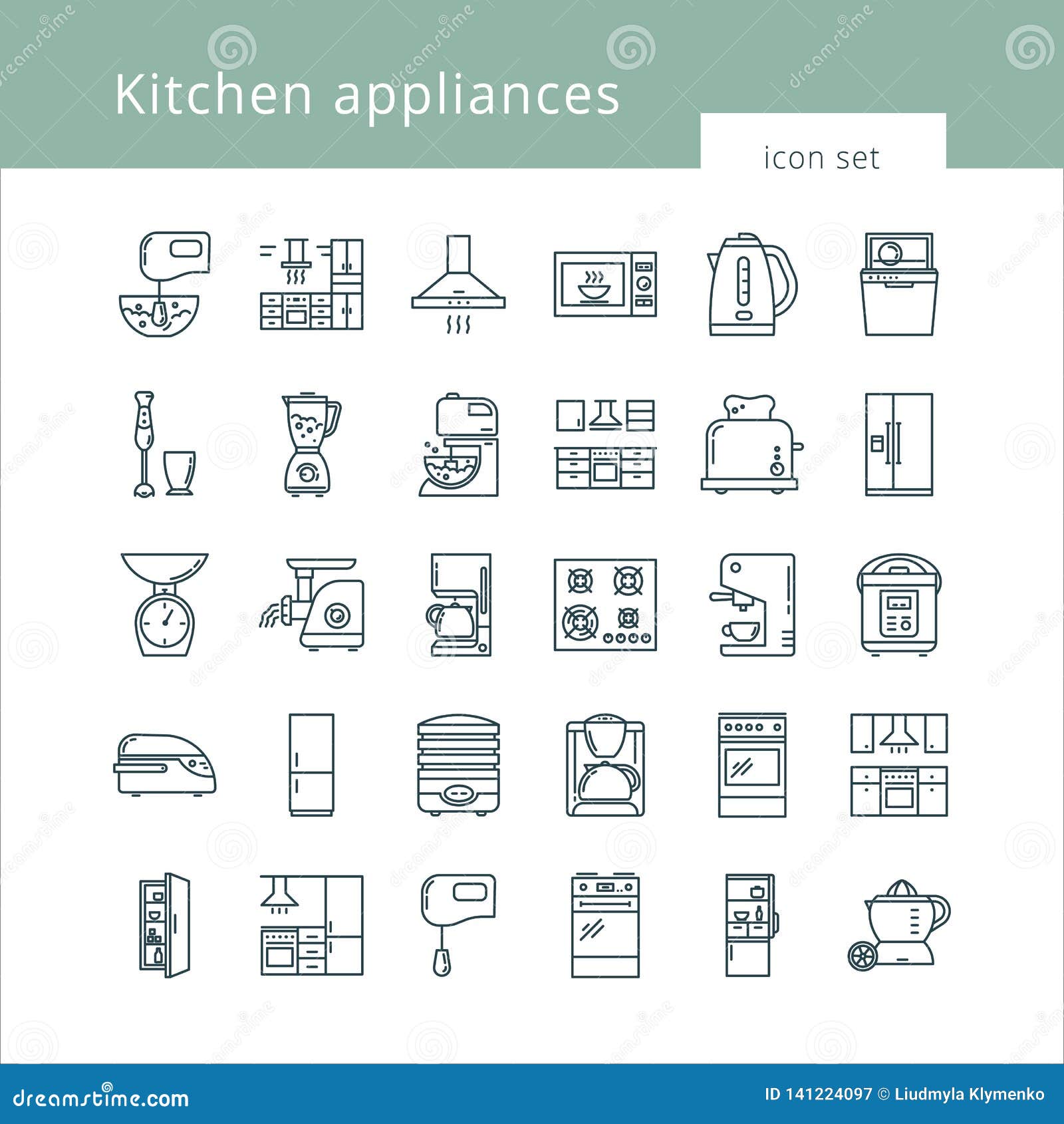 Set of Clean Icons Featuring Various Kitchen Utensils and Cooking ...
