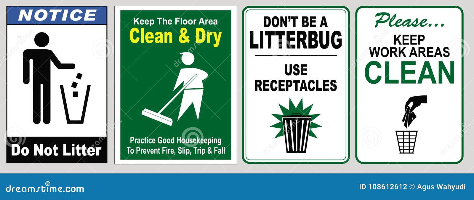 Set of Clean Sticker Notices Stock Illustration - Illustration of ...