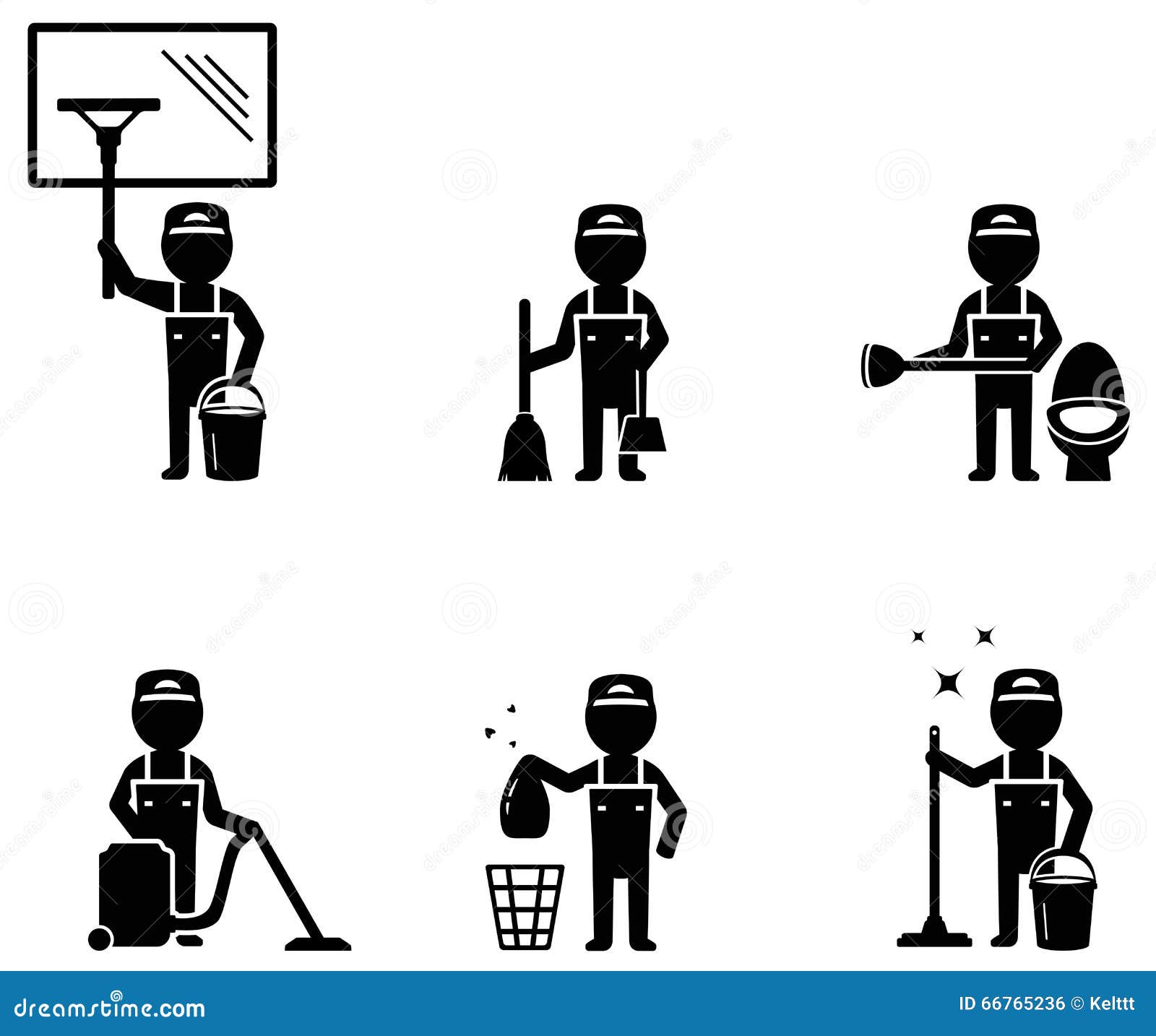 Set cleaner worker stock vector. Illustration of silhouette - 66765236