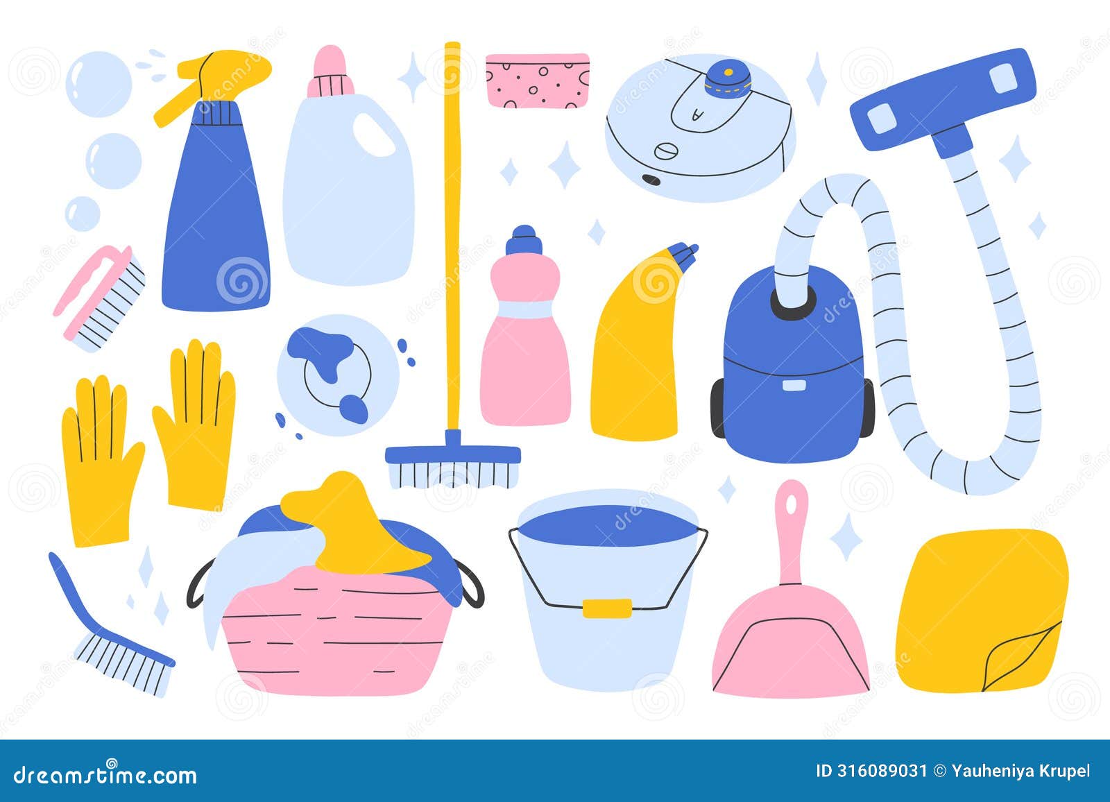 Set of Cleaning Elements. Vector Collection of Clip Art Cleaning Stock ...