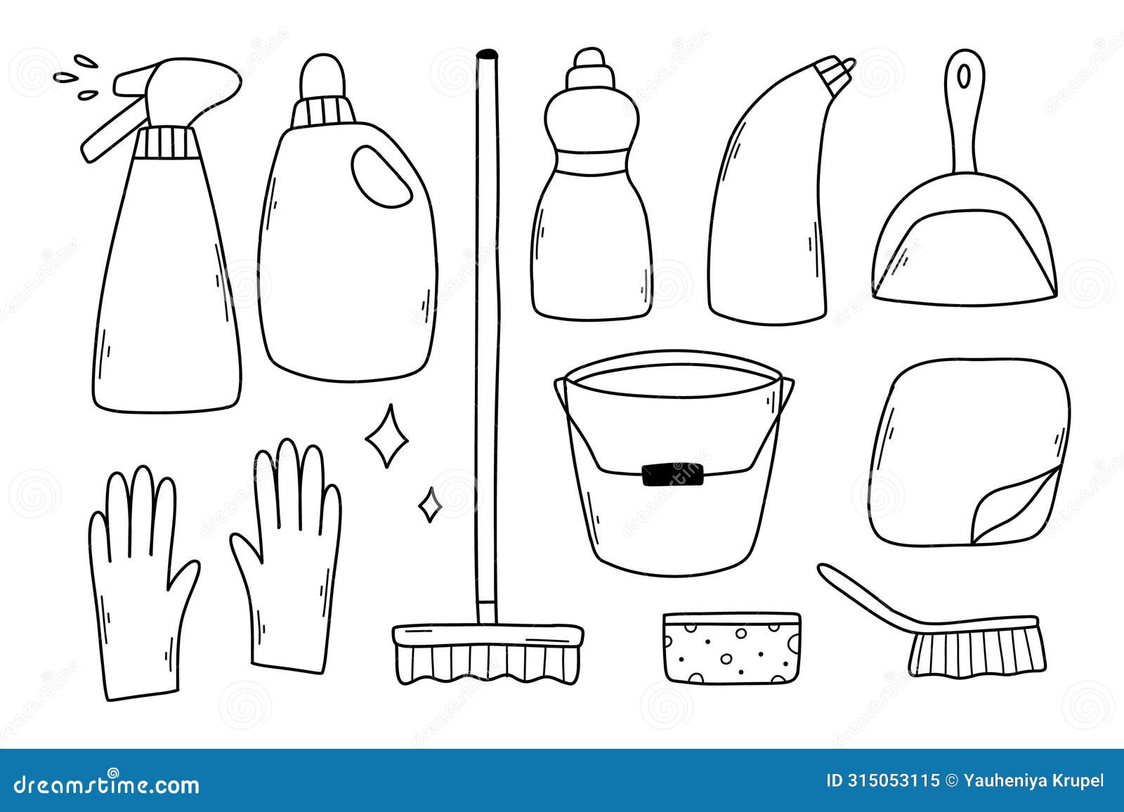 Set of Cleaning Elements. Vector Collection of Clip Art Cleaning Stock ...