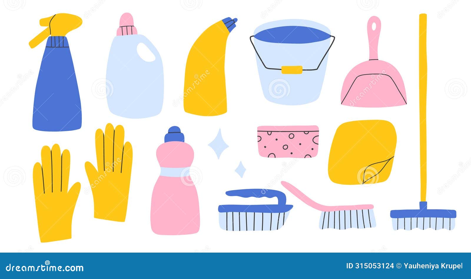 Set of Cleaning Elements. Vector Collection of Clip Art Cleaning Stock Vector - Illustration of ...