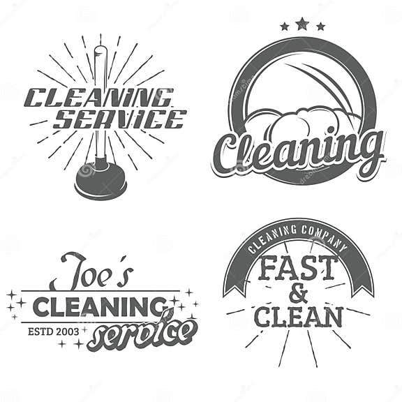 Set of cleaning emblems stock illustration. Illustration of housekeeper ...