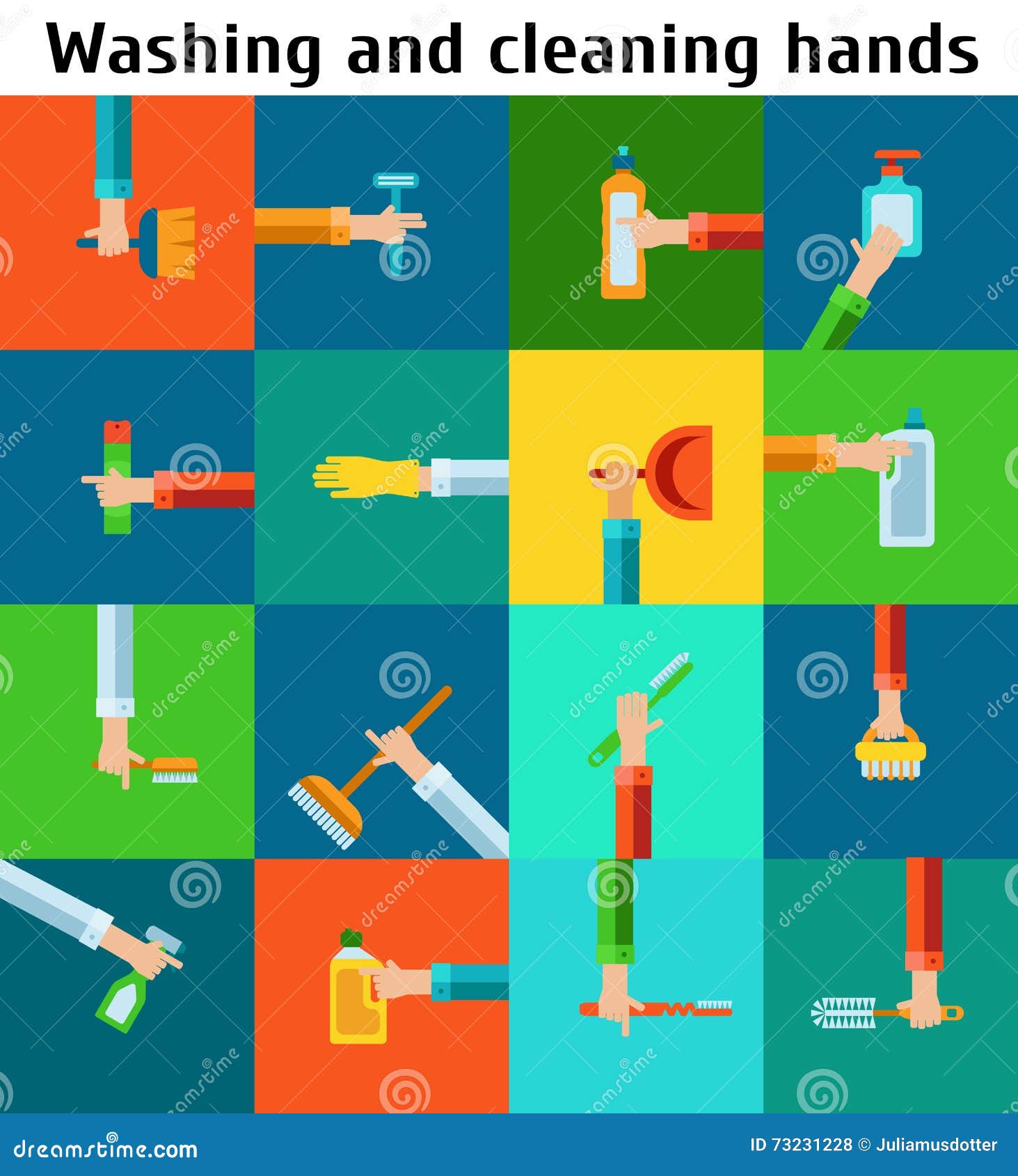 Set of cleaning hands stock vector. Illustration of cleaning - 73231228