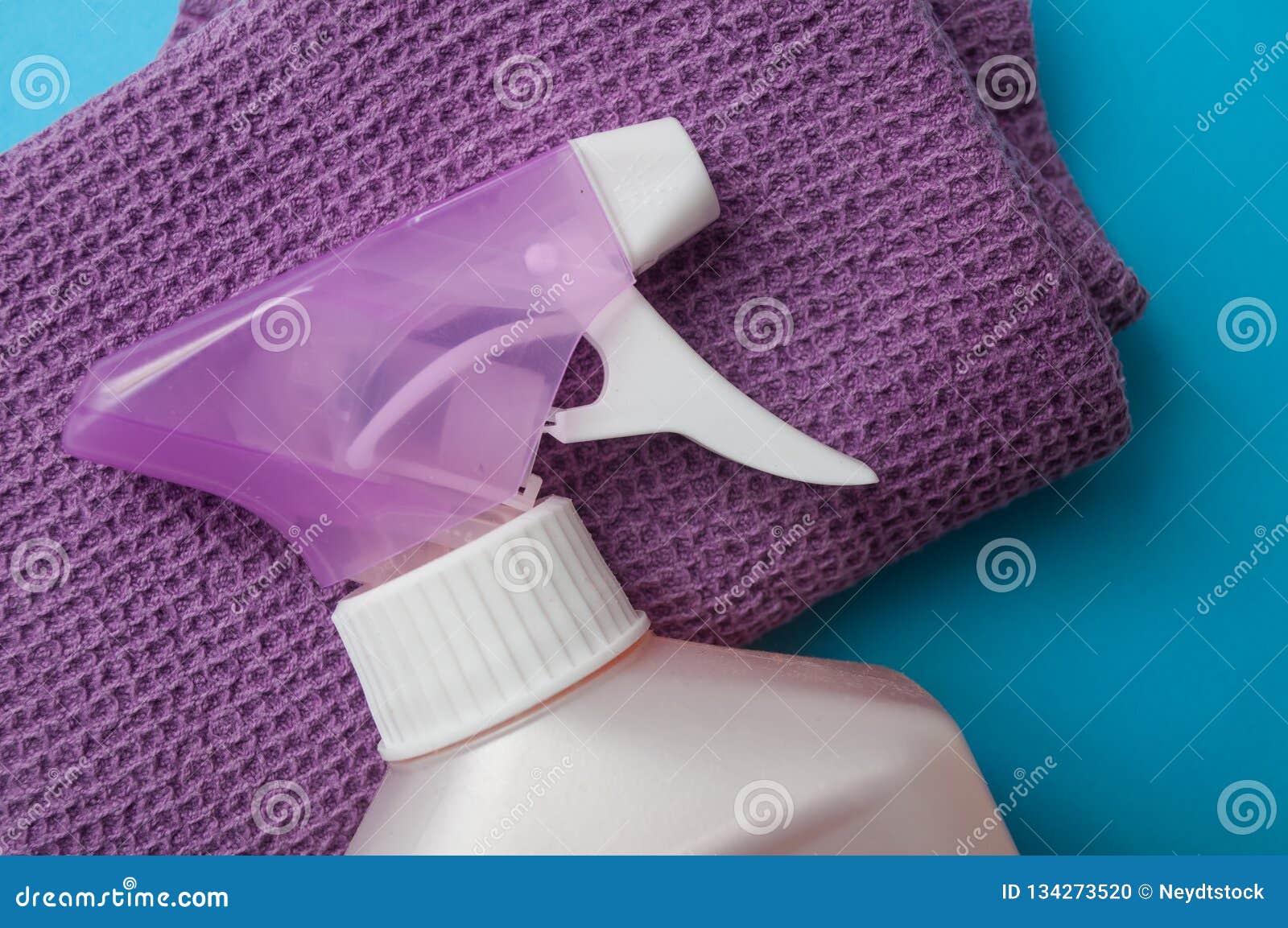 Cleaning Objects on Blue Background Stock Photo - Image of accessory ...