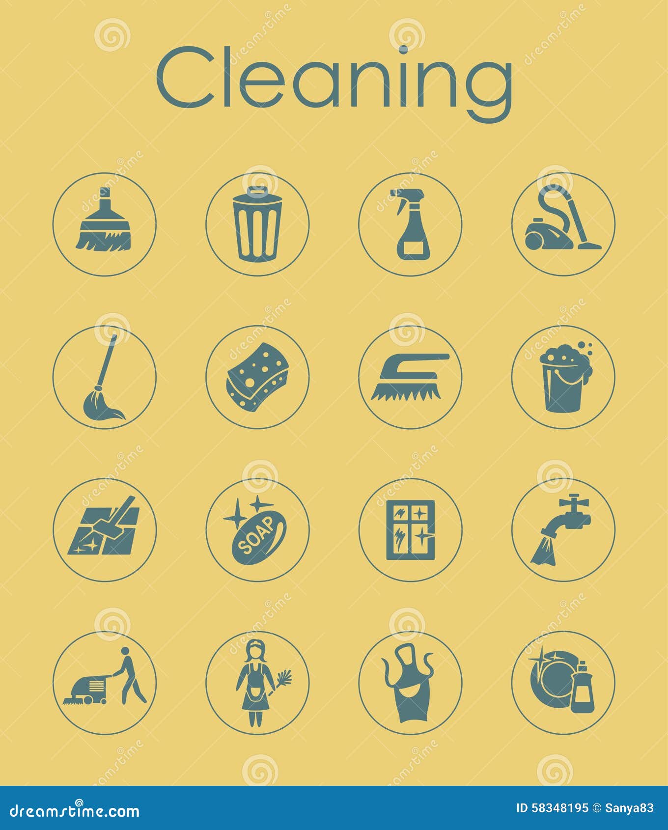 Set of Cleaning Simple Icons Stock Vector - Illustration of creative ...