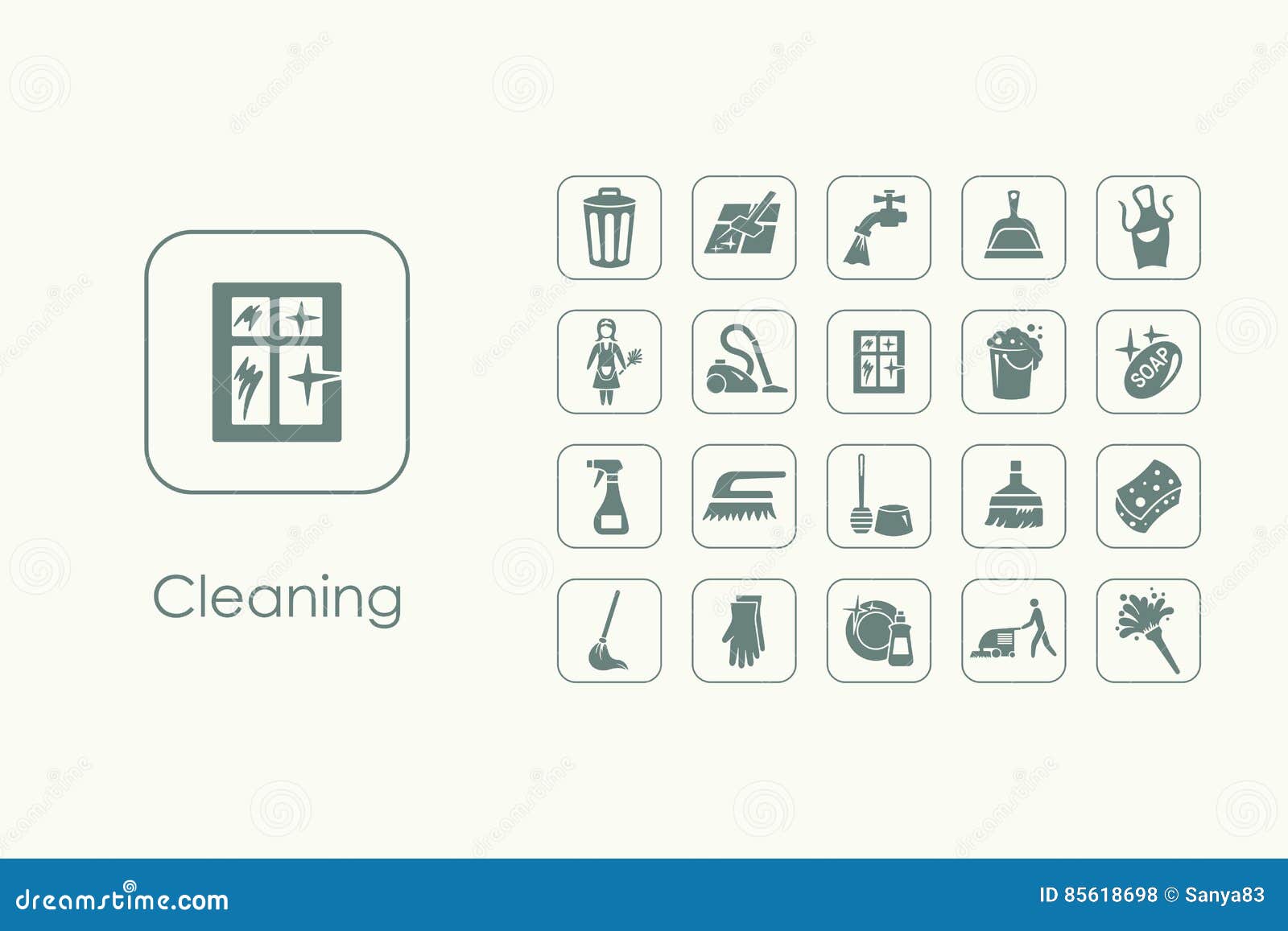 Set of Cleaning Simple Icons Stock Vector - Illustration of element ...