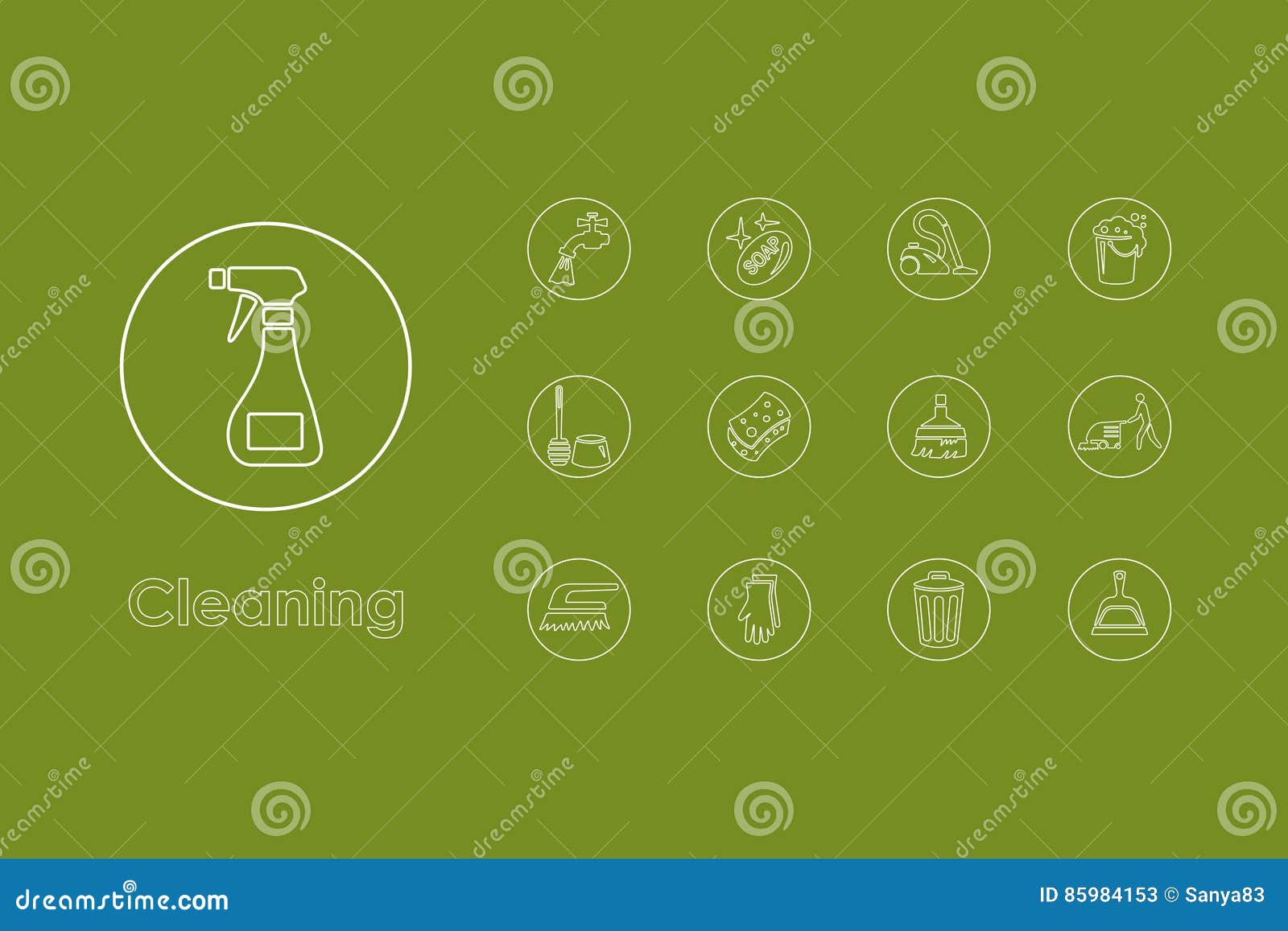 Set of Cleaning Simple Icons Stock Vector - Illustration of detergent ...