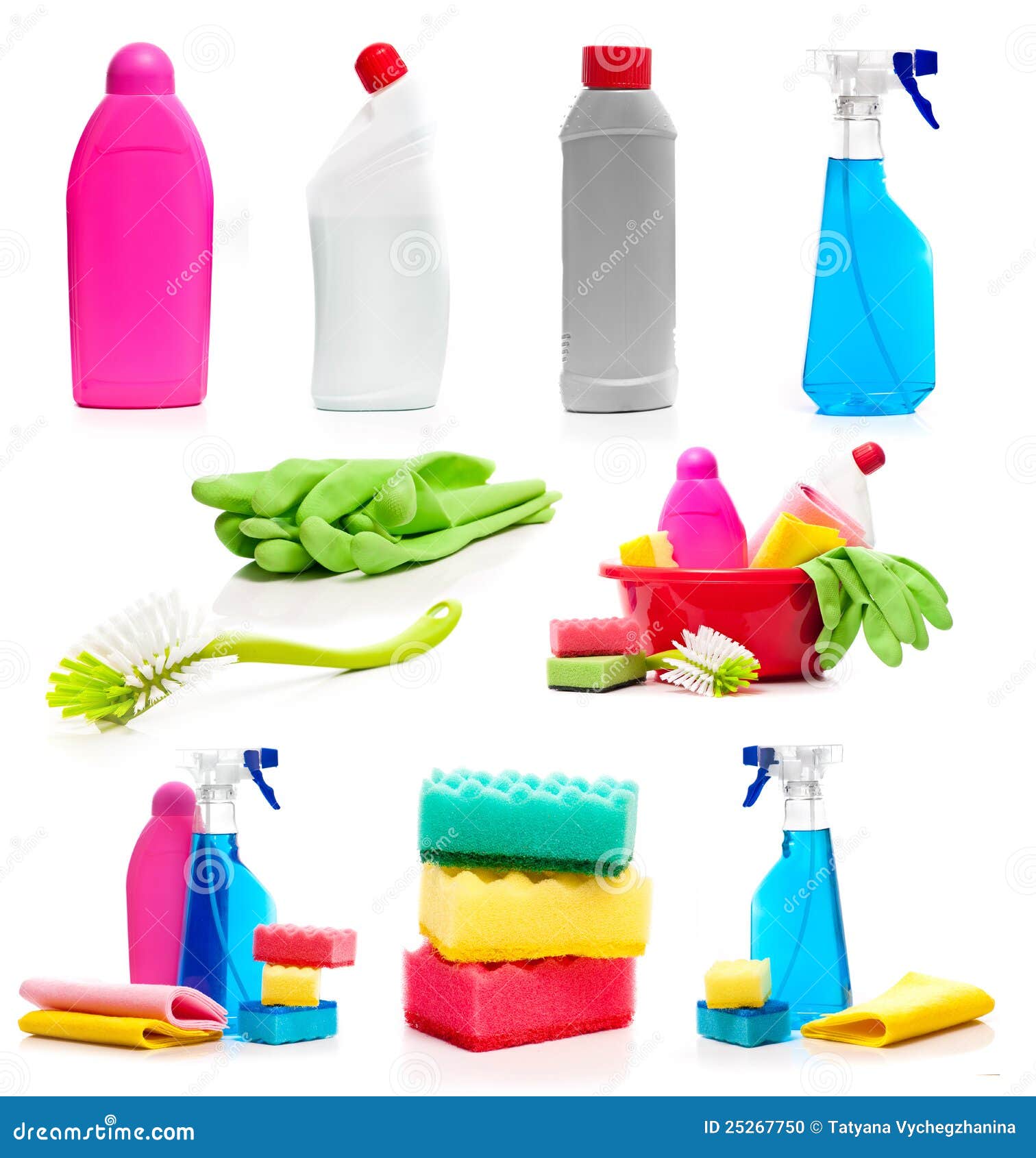 Set of Cleaning Supplies Photos Stock Photo - Image of protective ...