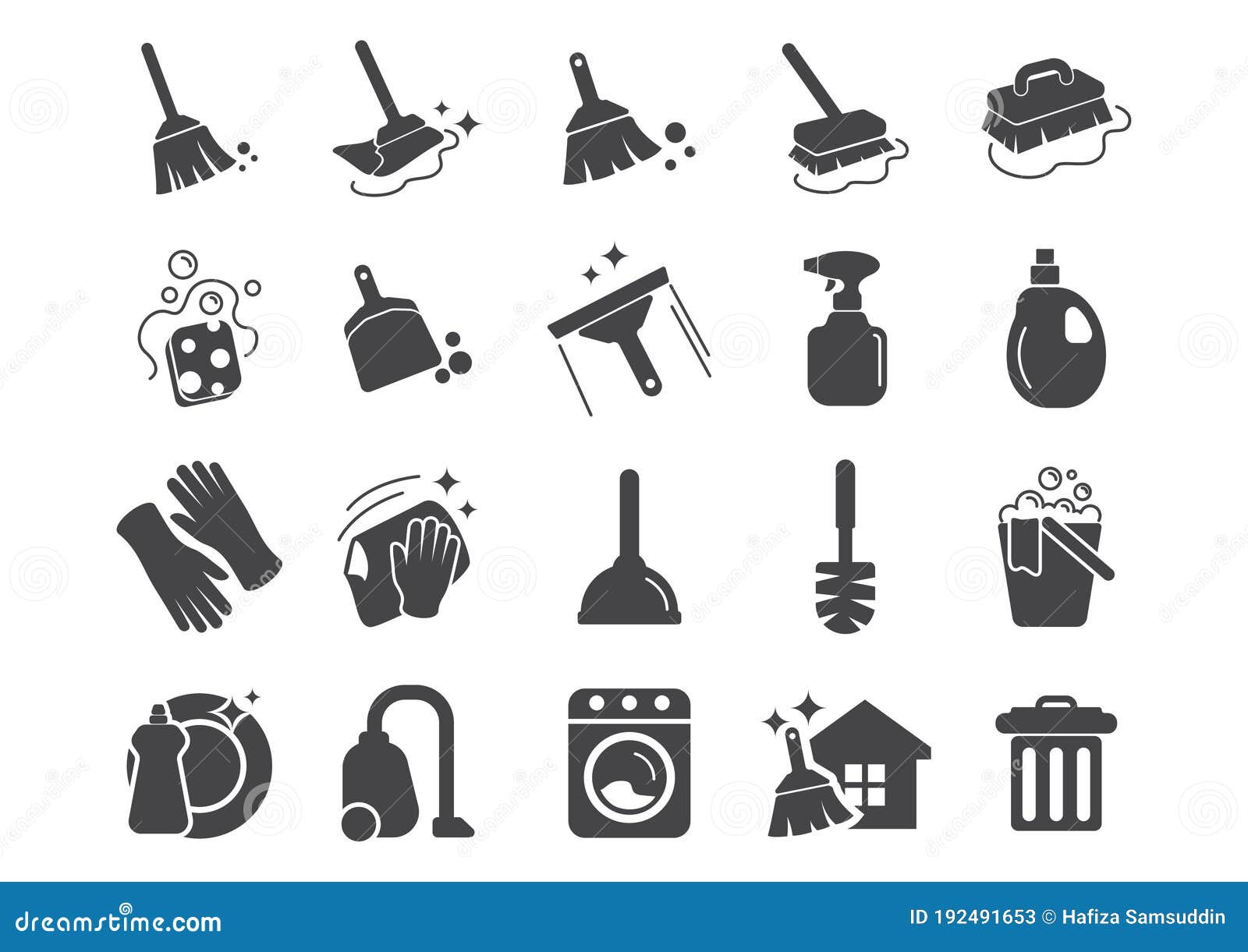 Set of Cleaning Tools Icons. Vector Illustration Decorative Design ...