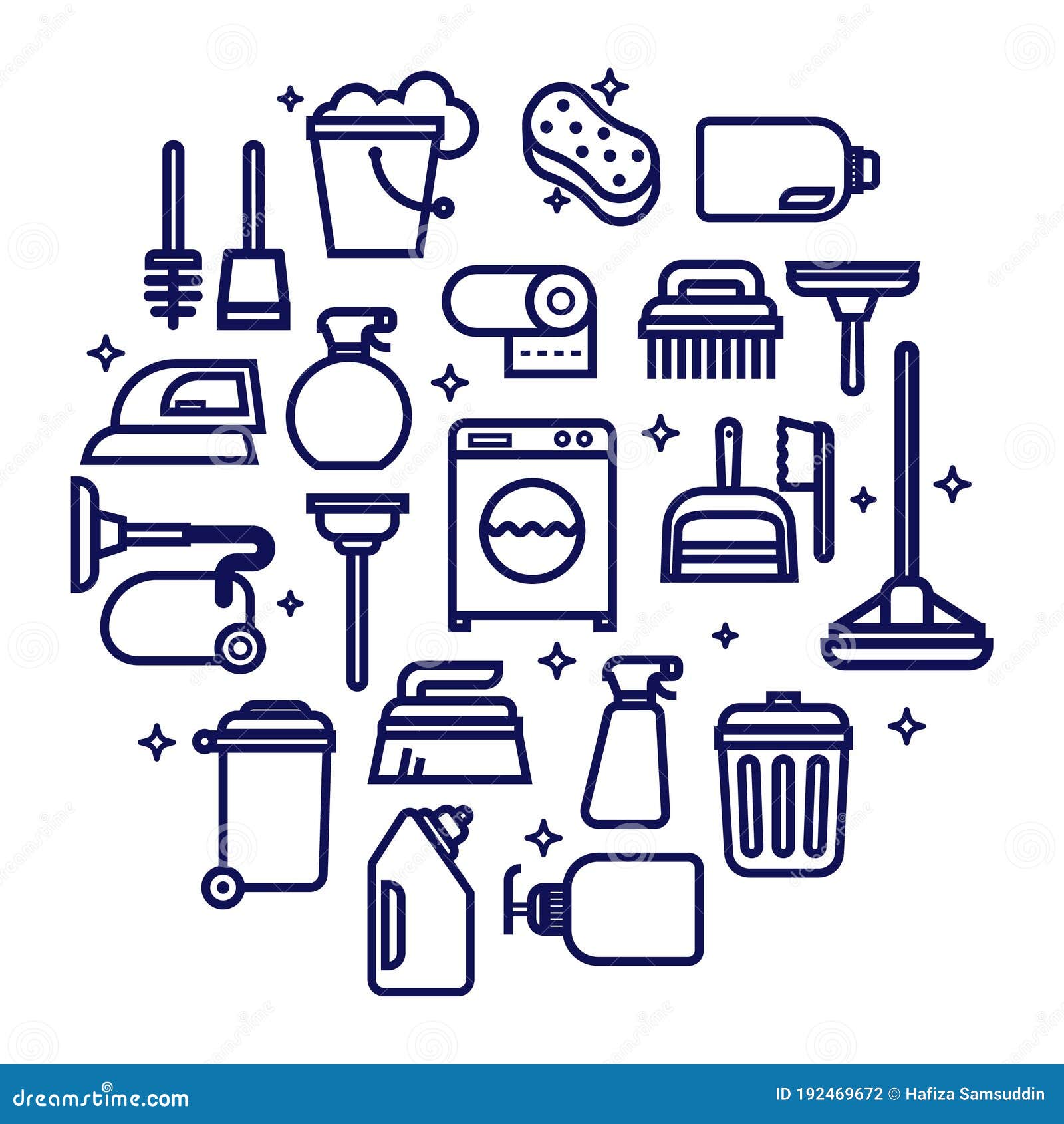 Set of Cleaning Tools. Vector Illustration Decorative Design Stock ...