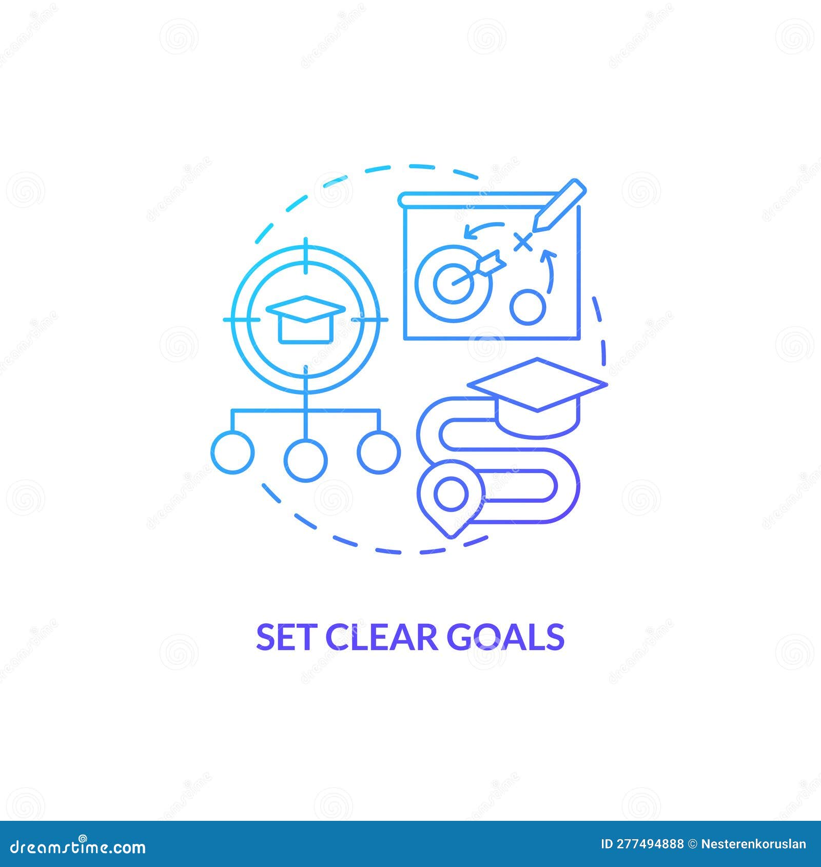 Set Clear Goals Blue Gradient Concept Icon Stock Vector - Illustration ...