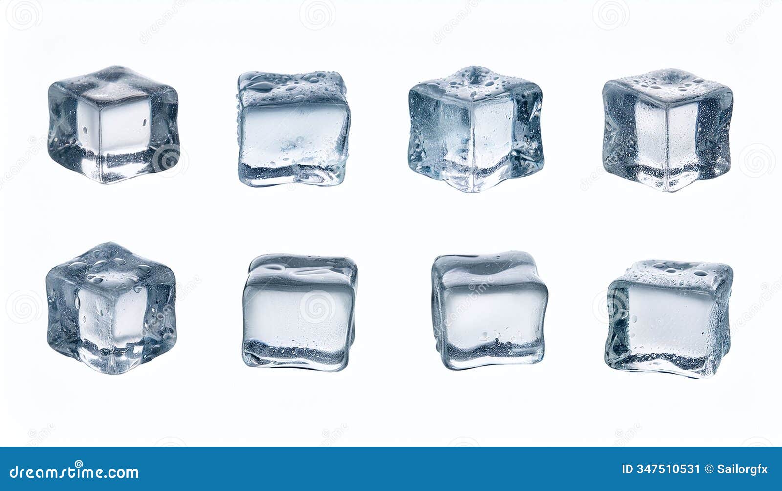 Set of Ice Cubes Viewed from Different Angles on White Background Stock ...
