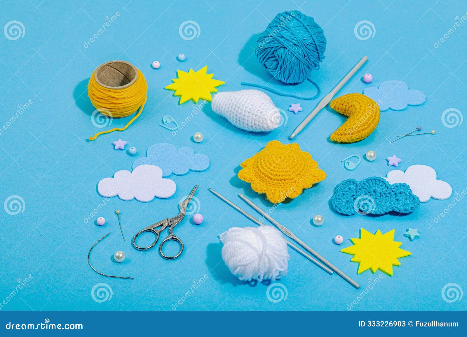 Set of Clew of Thread for Knitting. Crocheted Different Weather Symbols ...