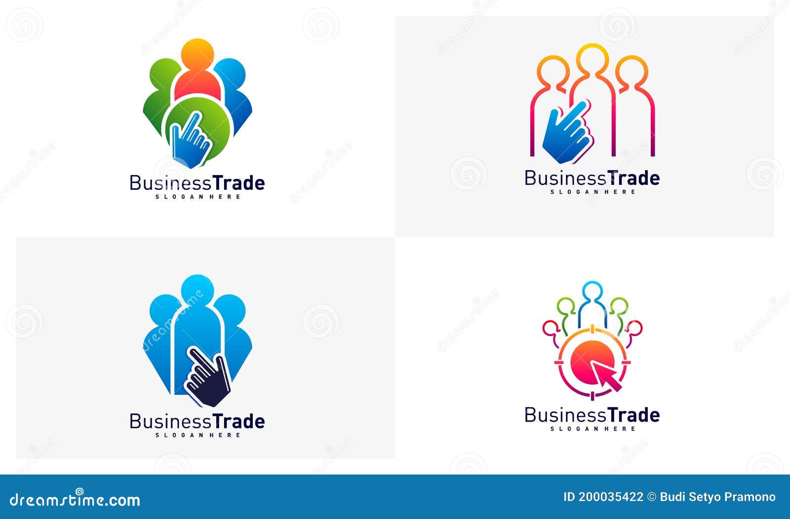 Set of Click People Logo Design Vector, Colorful People Logo Design ...