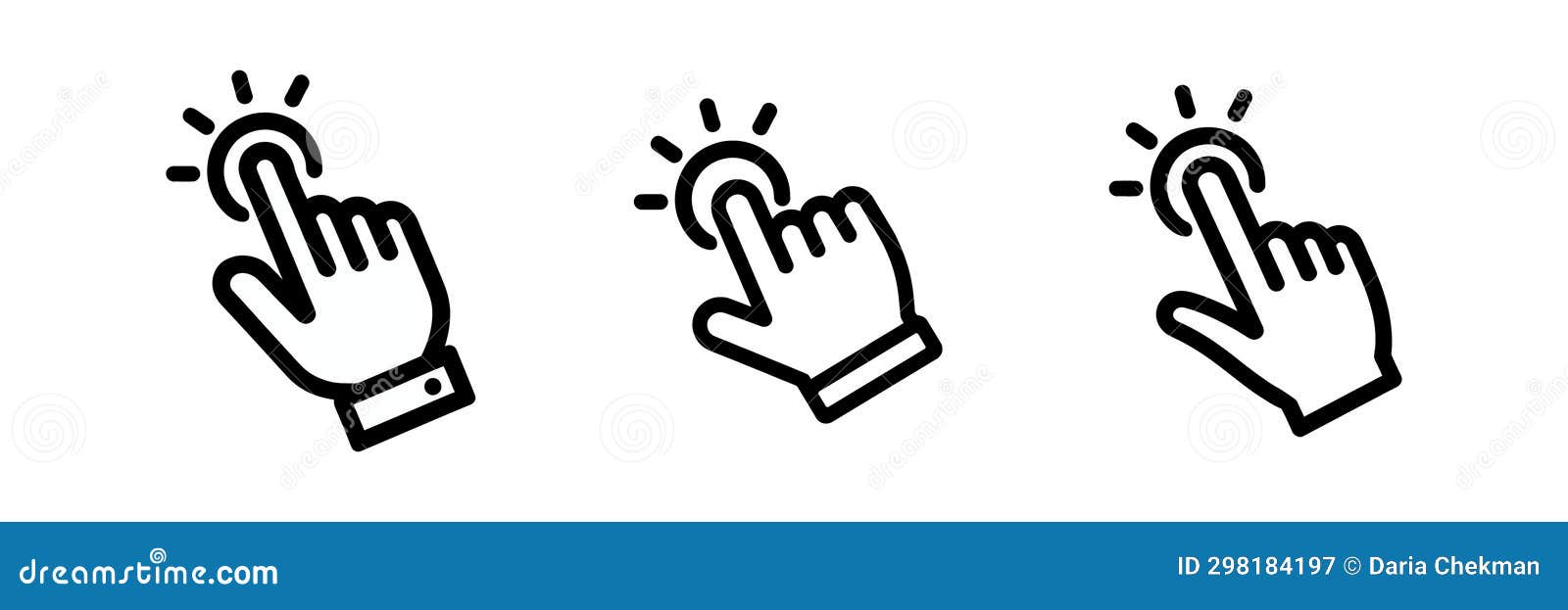Set Clicking Finger Icon, Hand Pointer Stock Vector - Illustration of ...