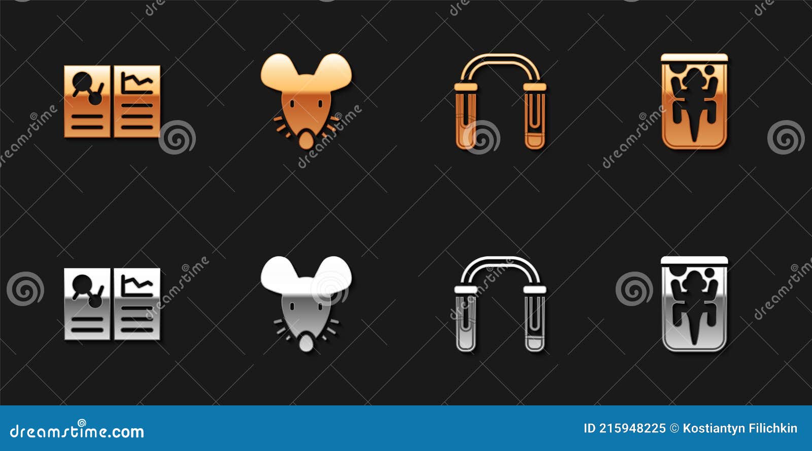 Set Clinical Record, Experimental Mouse, Test Tube and Flask and Animal ...