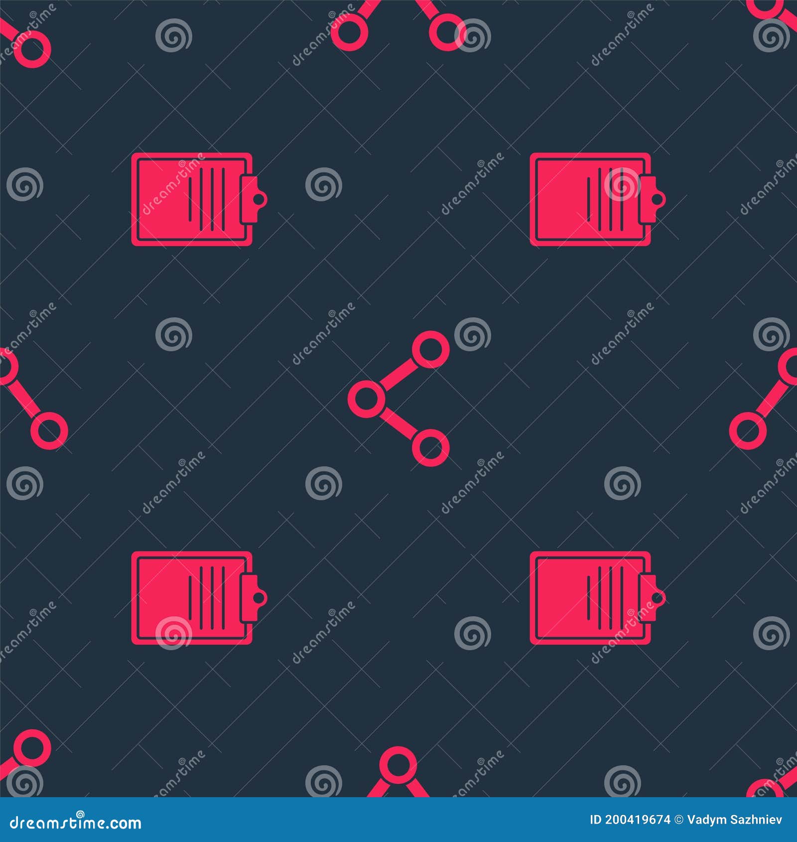 Set Clipboard with Checklist and Molecule on Seamless Pattern. Vector ...
