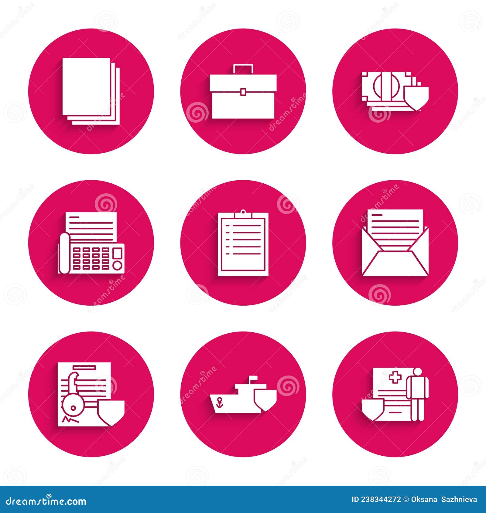 Set Ship With Shield, Document Graph Chart, Ordered Envelope, Fax ... Set Ship With Shield, Document Graph Chart, Ordered Envelope, Fax ...