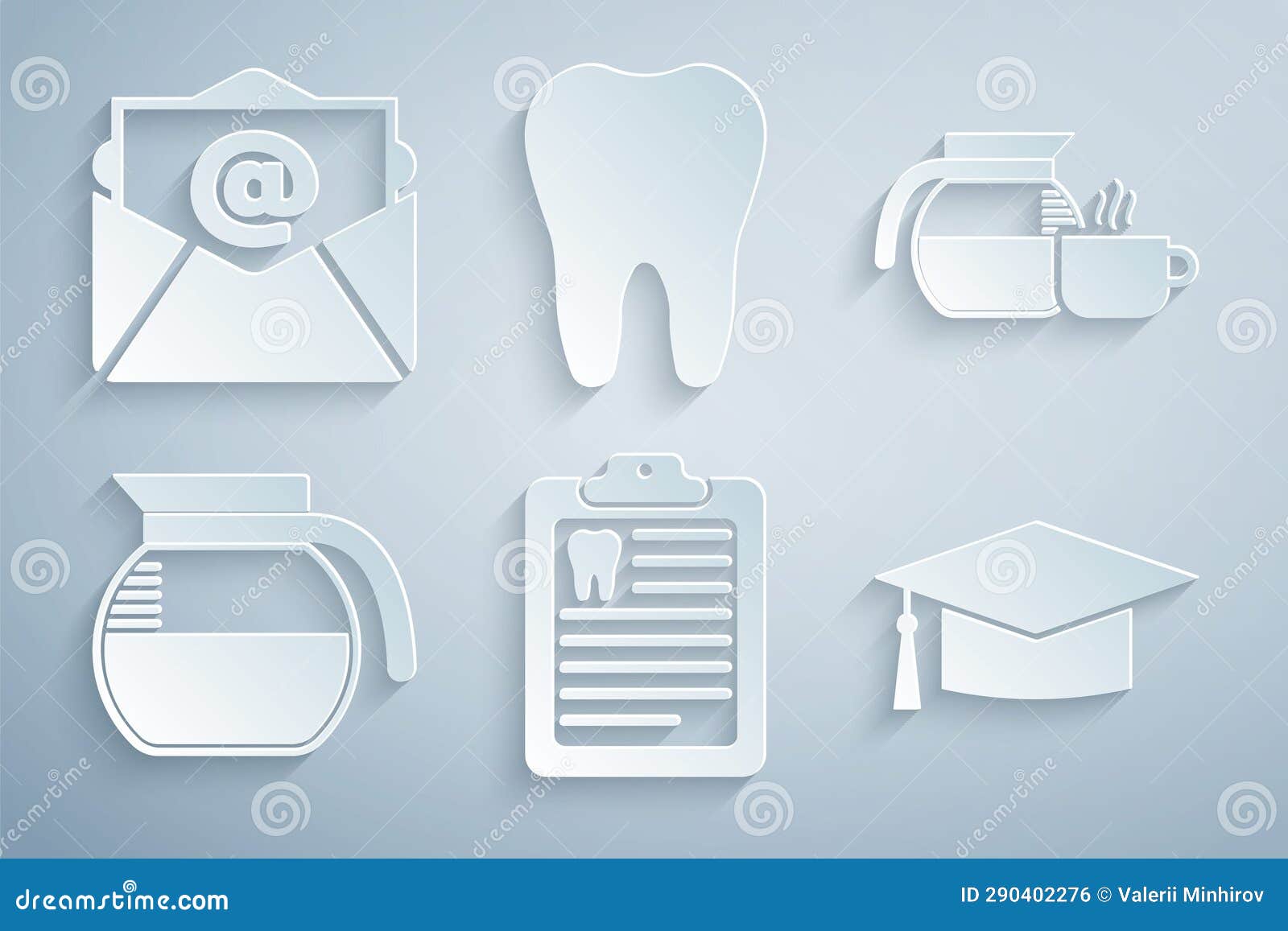 Set Clipboard with Dental Card, Coffee Pot Cup, , Graduation Cap, Tooth ...