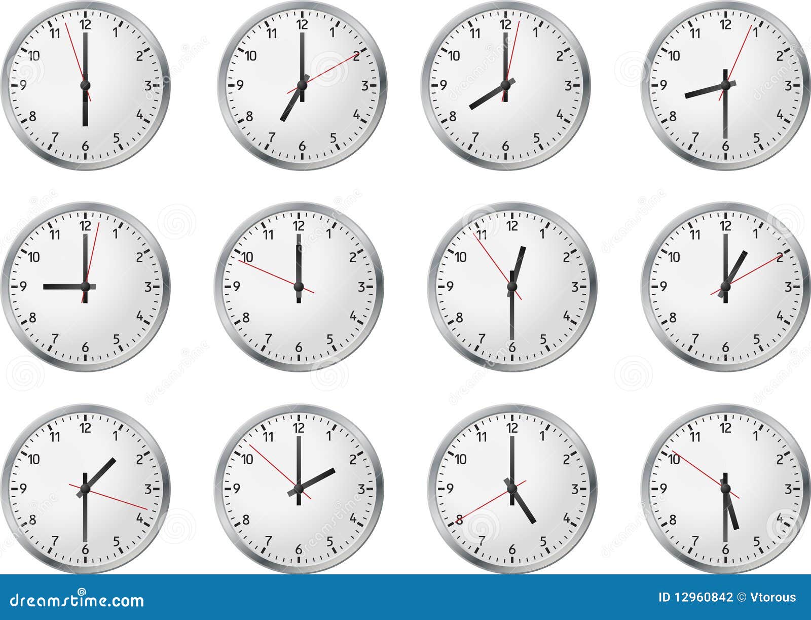 Set of clock stock illustration. Illustration of pointer - 12960842