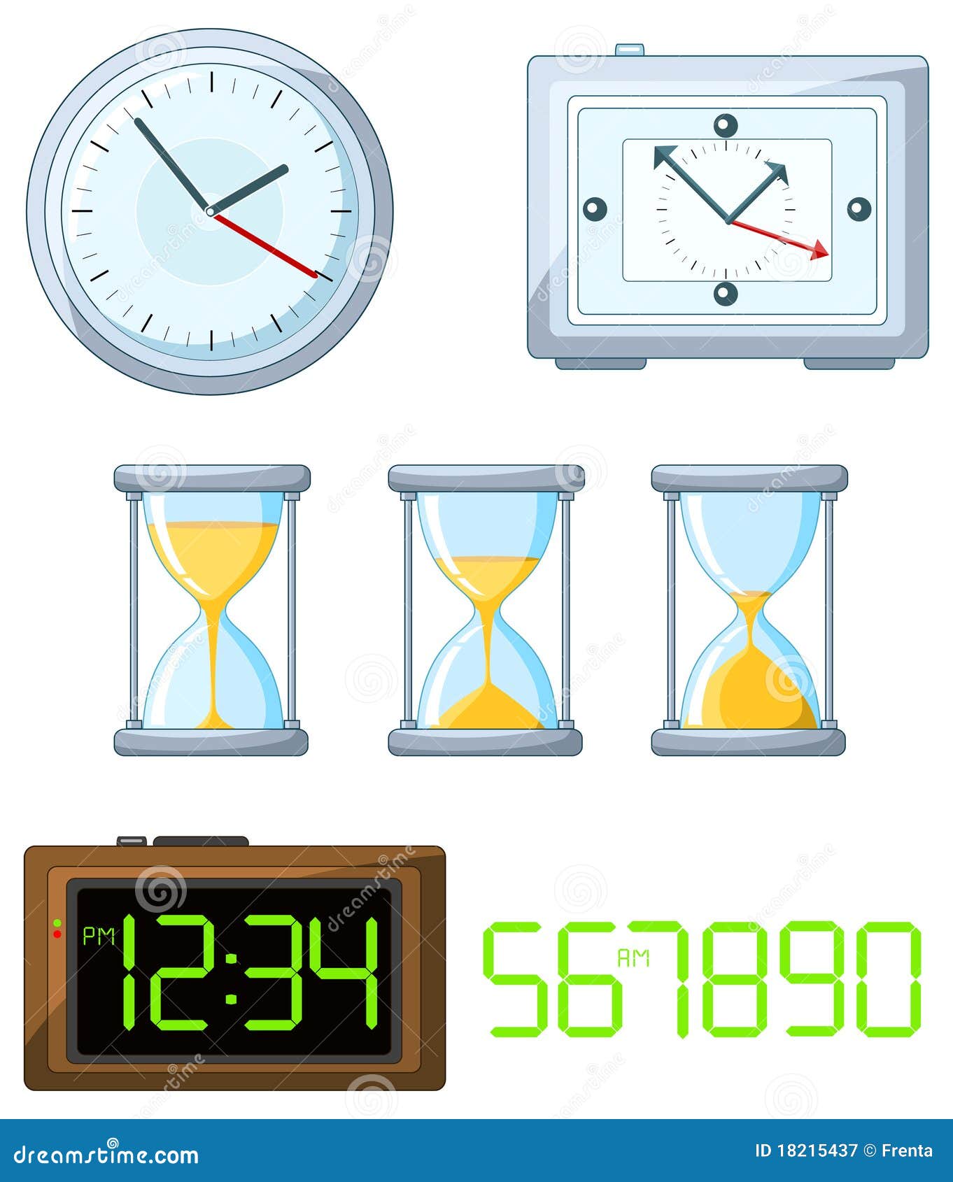 Set of clock stock vector. Illustration of square, screen - 18215437