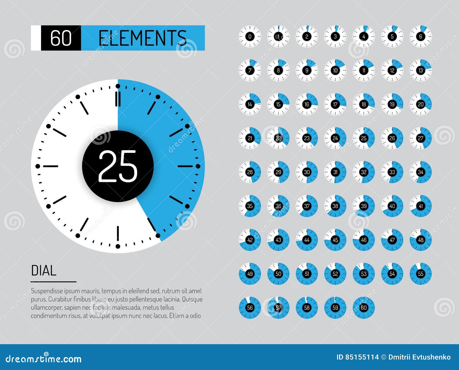 Set clock dial timer stock vector. Illustration of business - 85155114