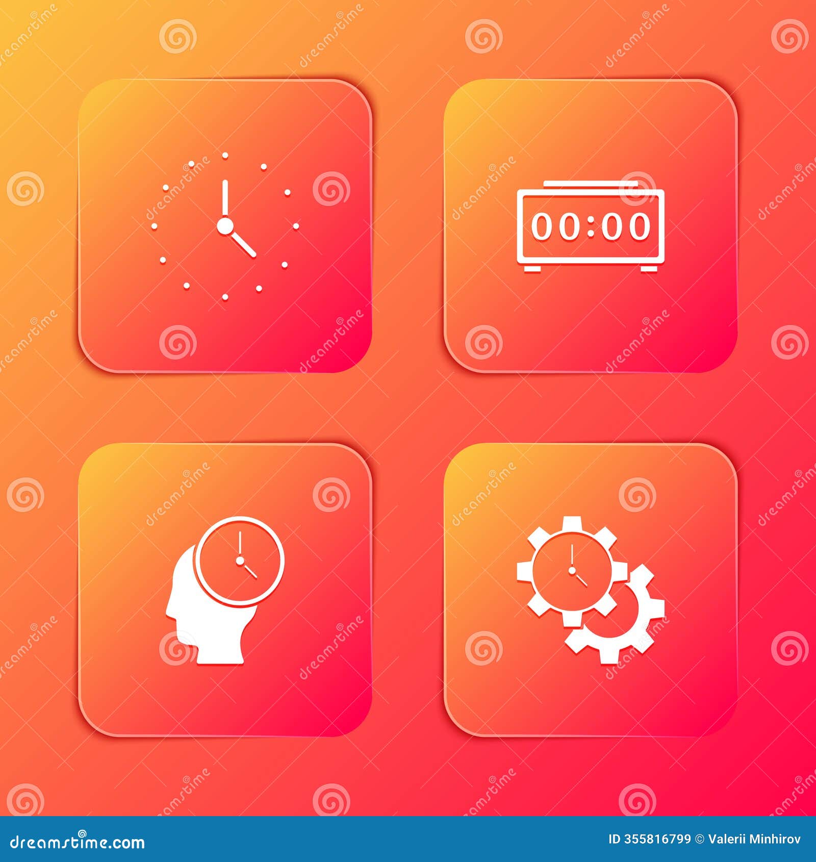 Set Clock, Digital Alarm Clock, Time Management and Icon. Vector Stock ...
