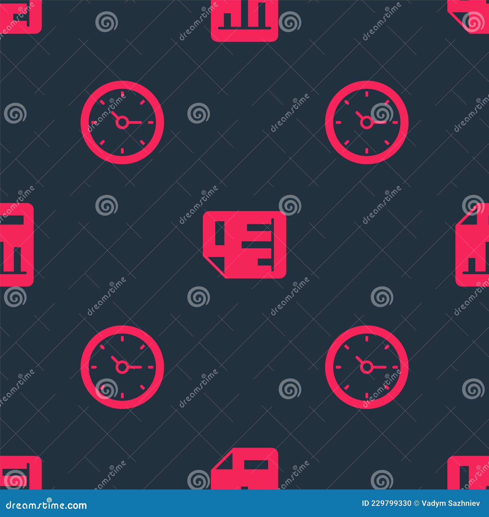 Set Clock and Document with Graph Chart on Seamless Pattern. Vector ... Set Clock and Document with Graph Chart on Seamless Pattern. Vector ...