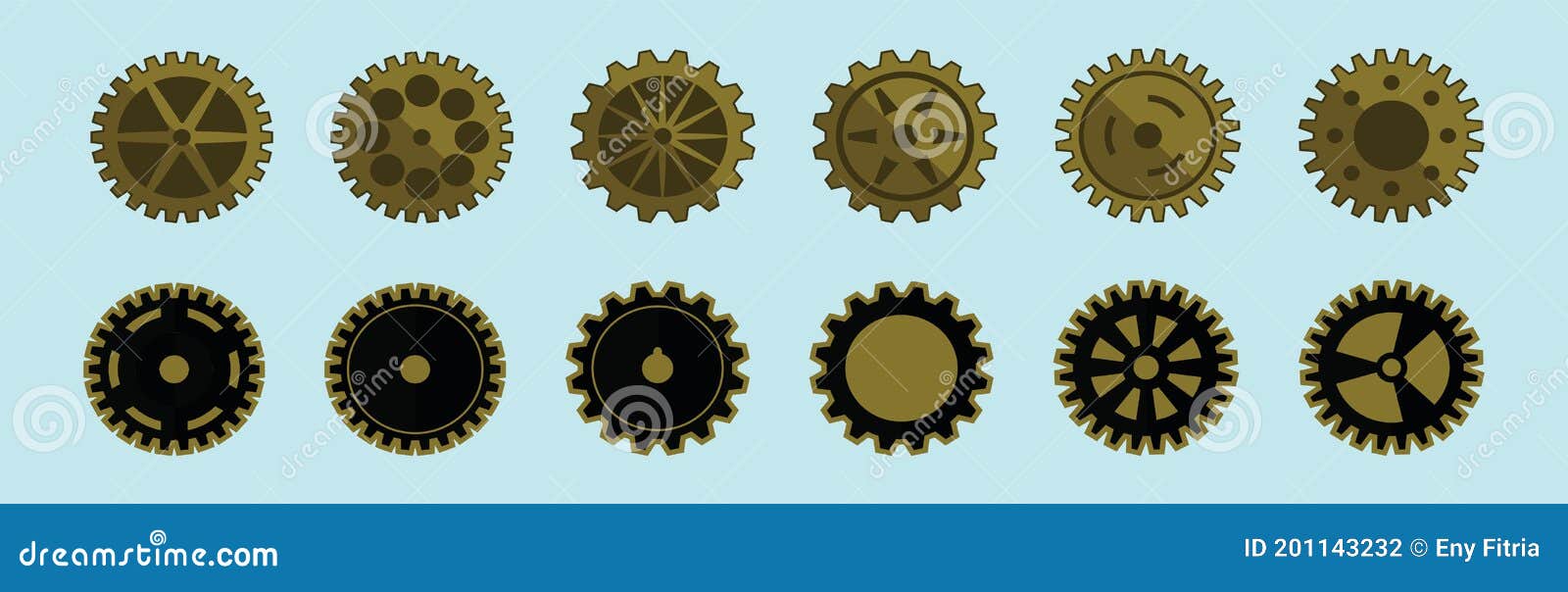 Set of Clock Gear. Cartoon Icon Design Template in Various Models ...
