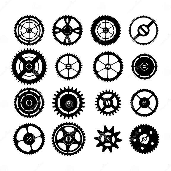 Set of Clock Gears Vector Illustration Stock Vector - Illustration of ...