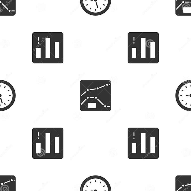 Set Clock, Graph, Chart, Diagram and Pie Infographic on Seamless ...