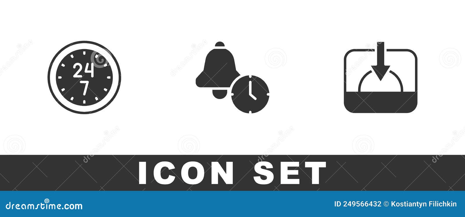 Set Clock 24 Horas Despertador Reloj E Icono De Puesta De Sol. Vector Ilustración del Vector ...