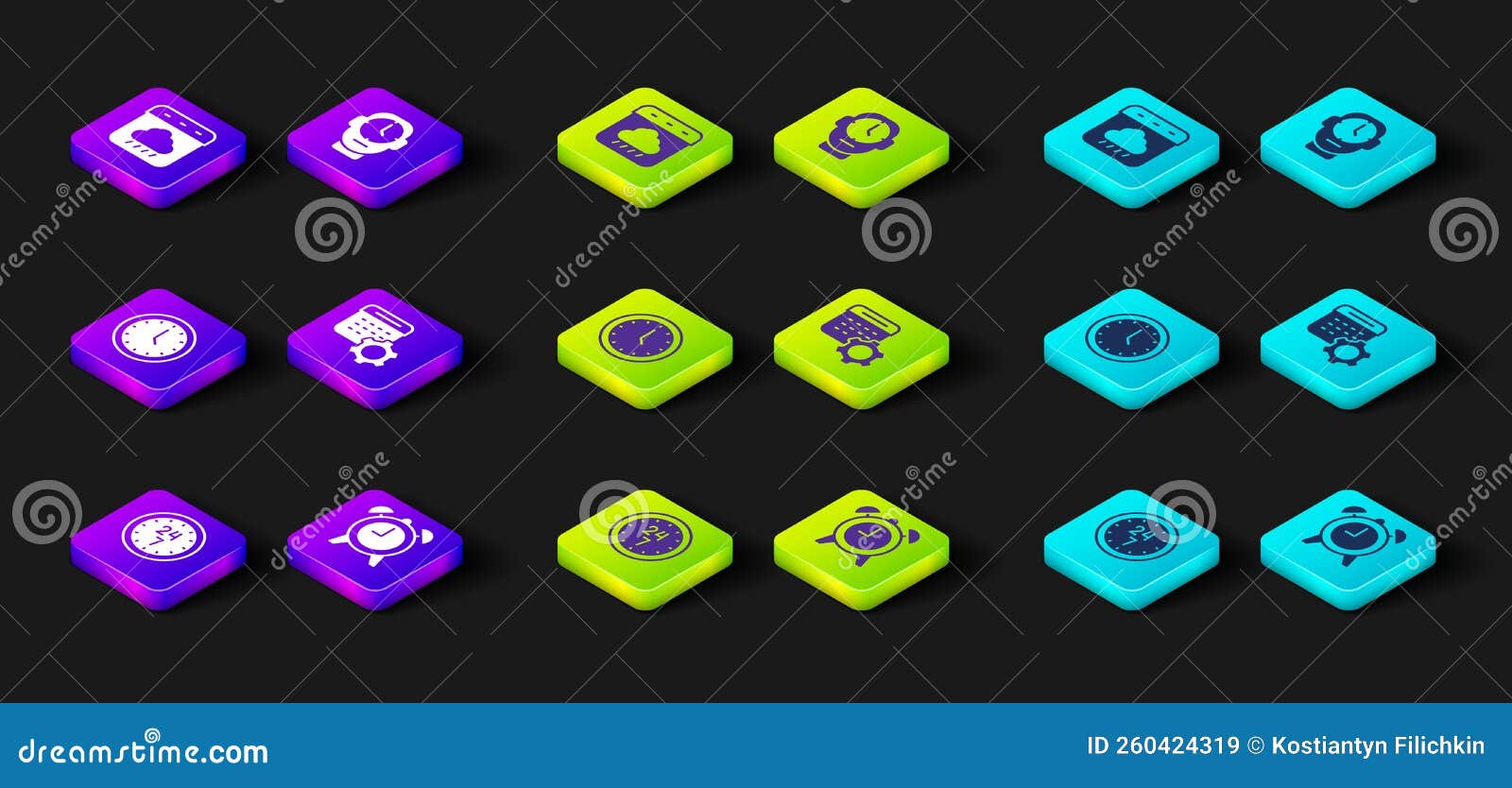 Set Clock 24 Hours, Alarm Clock, Calendar Settings, and Autumn Icon ...